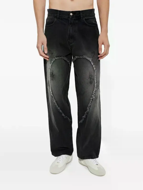 CARNE BOLLENTE Heart-motif Frayed Jeans