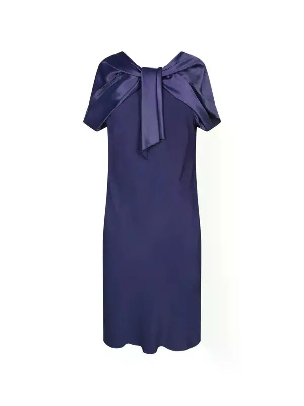 Alberta Ferretti Satin-panelled Bow-detail Midi Dress - Blue