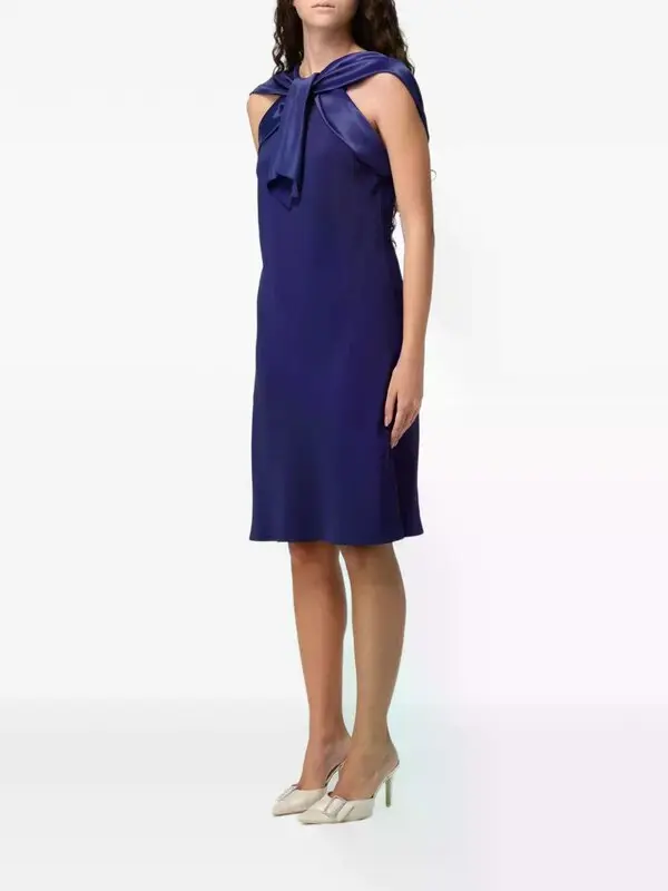 Alberta Ferretti Satin-panelled Bow-detail Midi Dress - Blue