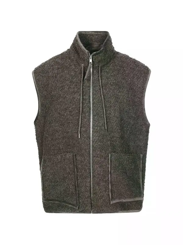 AMARANTO Bouclé-texture Zip-up Gilet