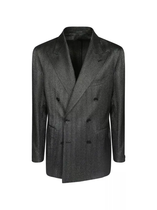 Tagliatore Double-breasted Herringbone-pattern Blazer
