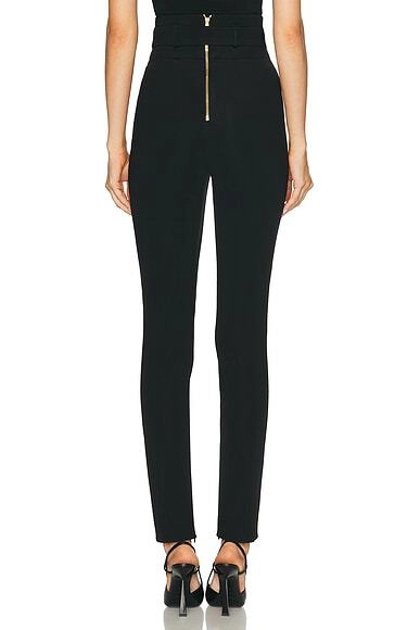 Balmain High Waist Belted Compact Jersey Pants