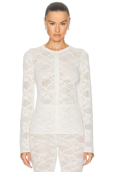 THE ELDER STATESMAN Pointelle Fitted Cardigan