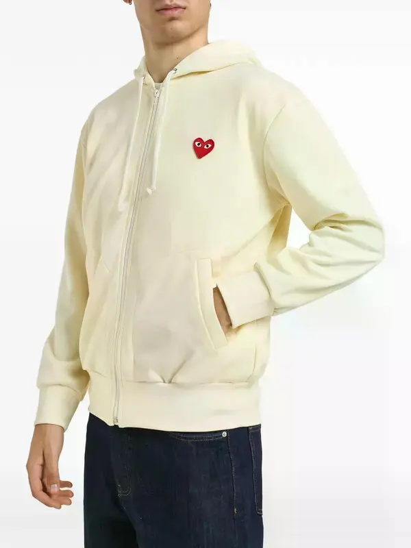 Play Comme Des Garcon Heart-patch Zip-up Hoodie - Neutrals