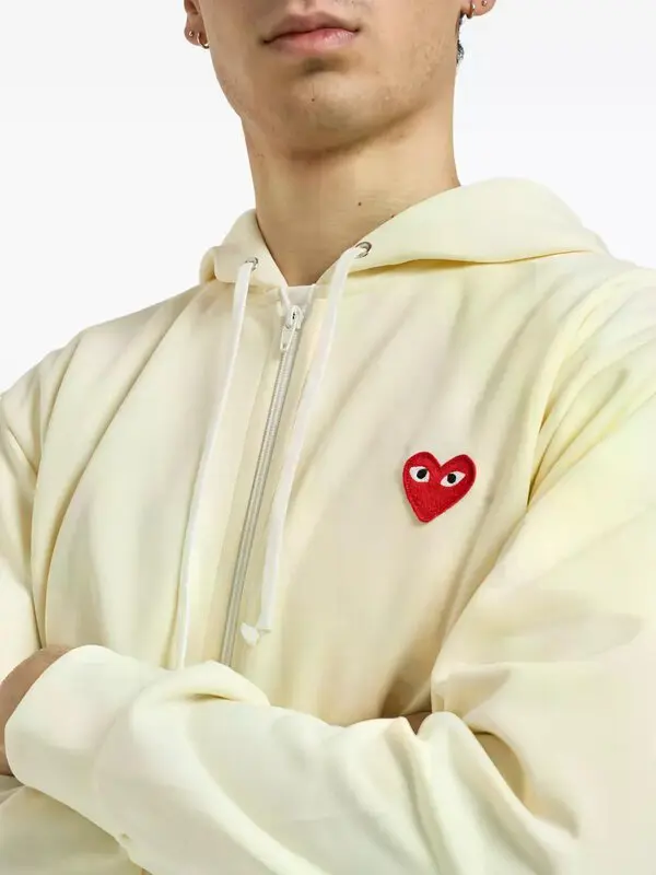 Play Comme Des Garcon Heart-patch Zip-up Hoodie - Neutrals