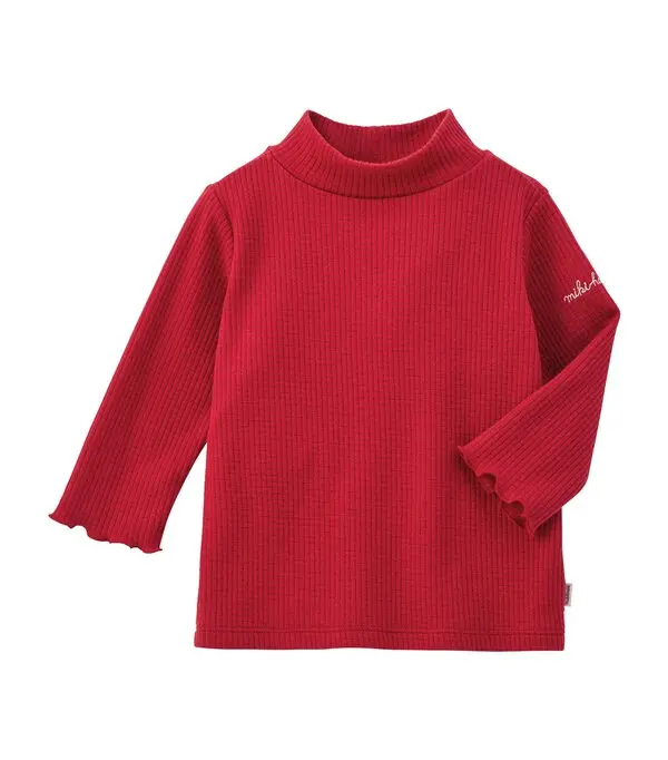 MIKI HOUSE Ribbed High-neck T-shirt