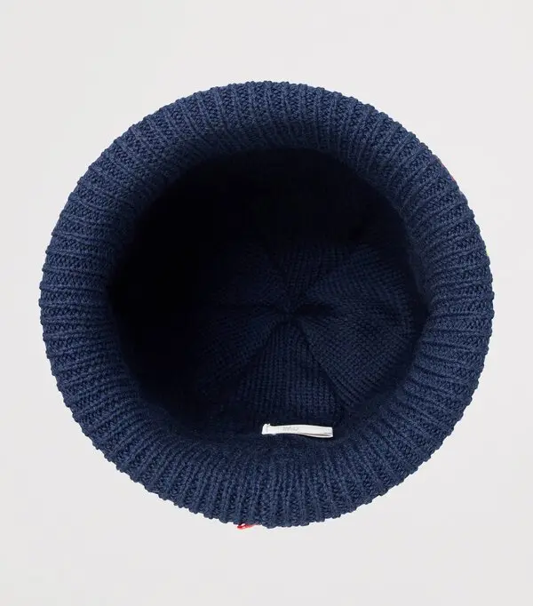 MIKI HOUSE Wool-blend Stripe Appliqué Beanie
