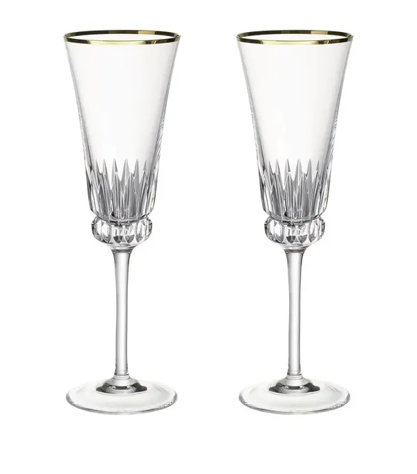 VILLEROY & BOCH Set Of 2 Grand Royal Gold Champagne Flutes - Clear