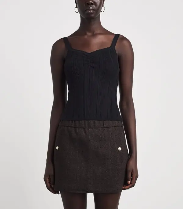 Maje Knit Pointelle Tank And Cardigan Set