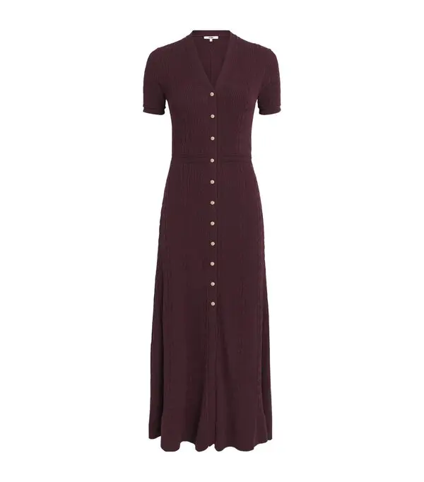 Maje Cable-knit Button Midi Dress - Red