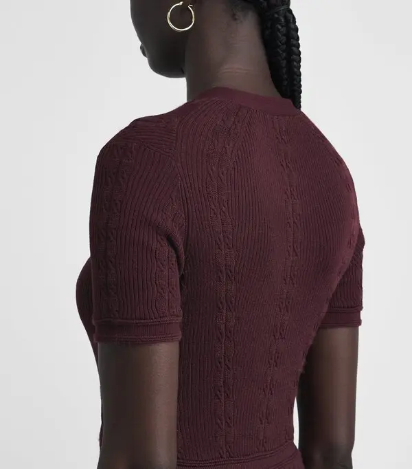 Maje Cable-knit Button Midi Dress