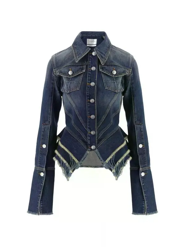 Matieres Fecales Fringed Peplum Denim Jacket
