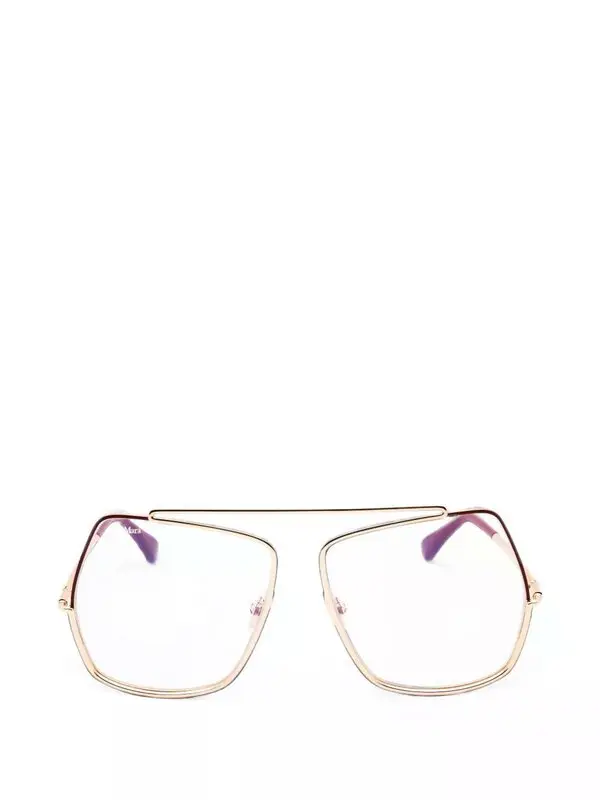 Max Mara Oversized Geometric-frame Glasses - Gold