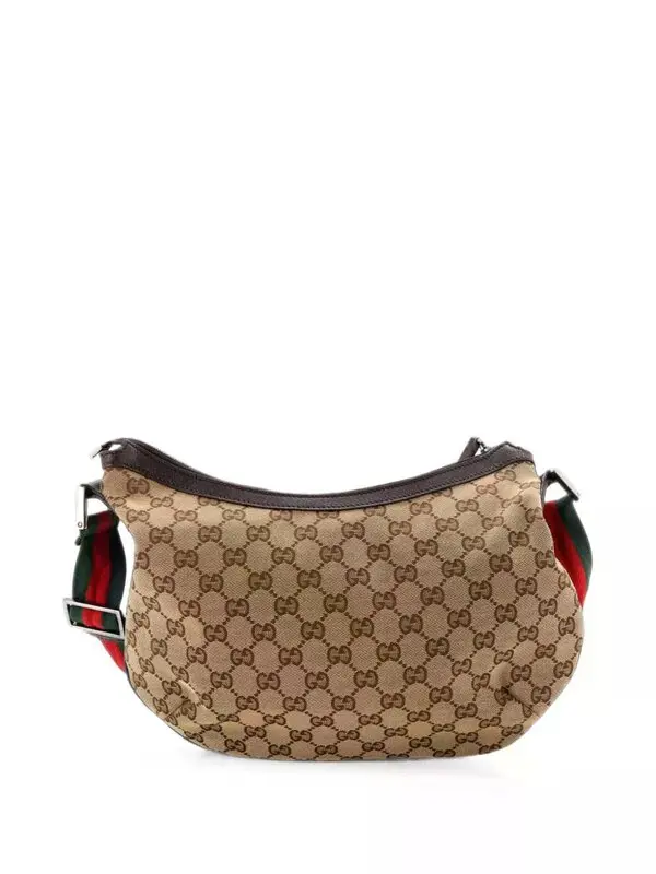 Gucci Saddle Zip Messenger Bag Gg Canvas With Leather Medium Crossbody Bag