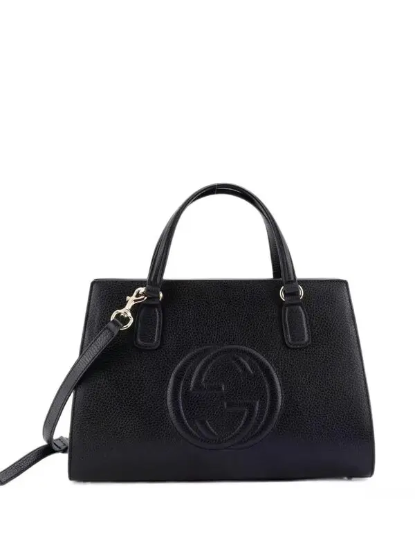 Gucci Soho Convertible Top Handle Leather Medium Satchel - Black