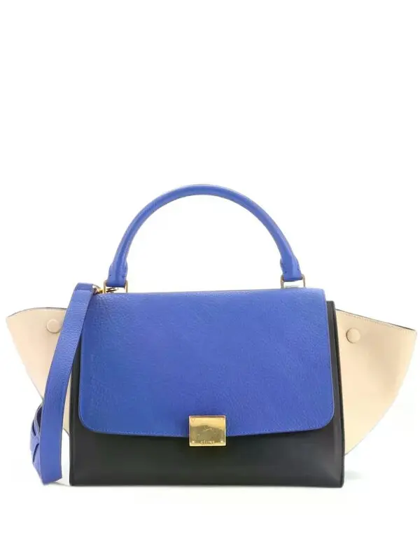 Celine Tricolor Trapeze Bag Leather Small Satchel