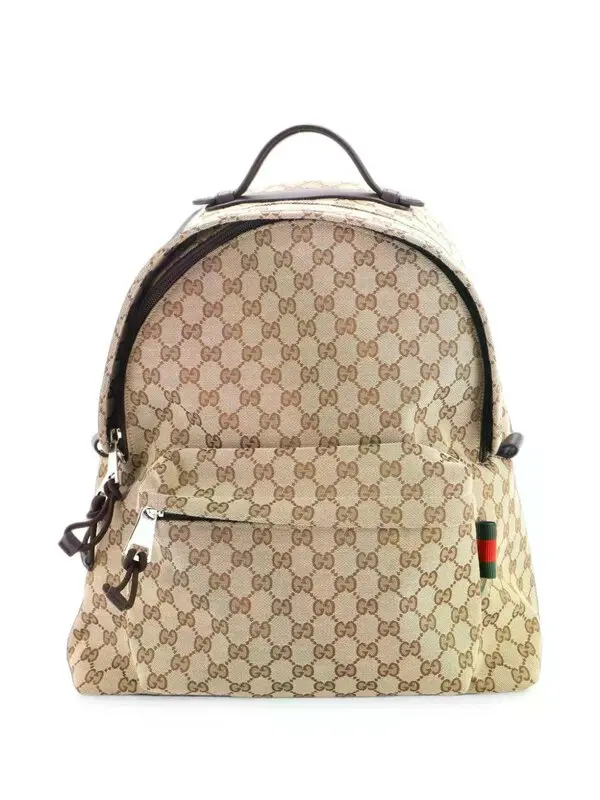 Gucci Zip Front Pocket Gg Canvas Medium Backpack