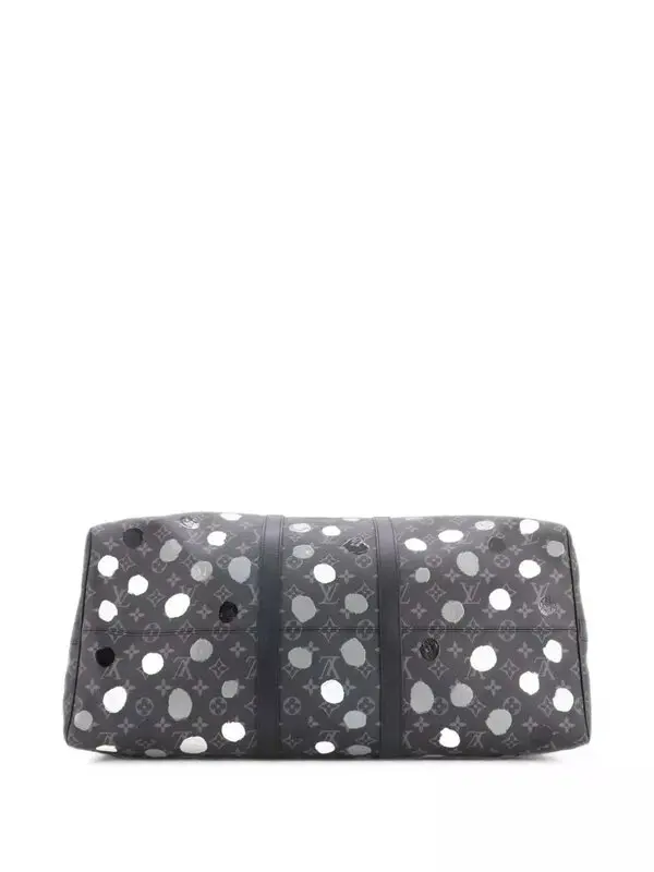 LOUIS VUITTON Keepall Bandouliere Bag Yayoi Kusama Painted Dots Monogram Eclipse Canvas 55 Travel Bag