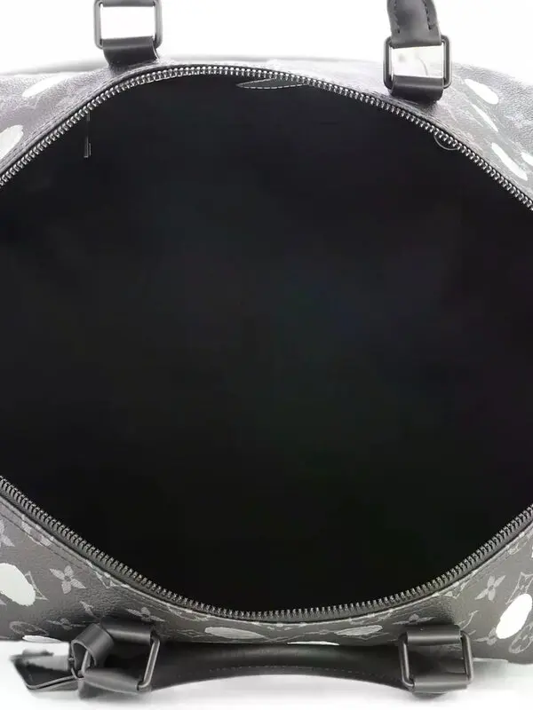 LOUIS VUITTON Keepall Bandouliere Bag Yayoi Kusama Painted Dots Monogram Eclipse Canvas 55 Travel Bag