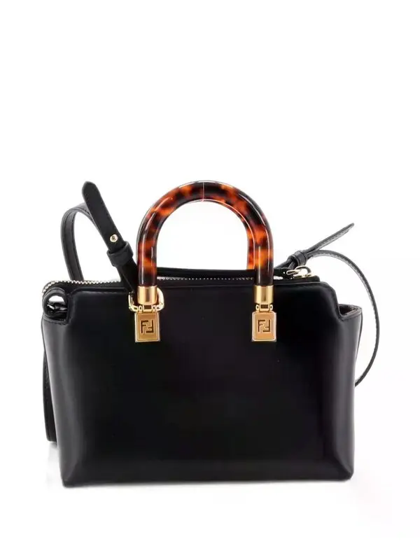 Fendi Logo The Way Top Handle Bag Embossed Leather Mini Crossbody Bag