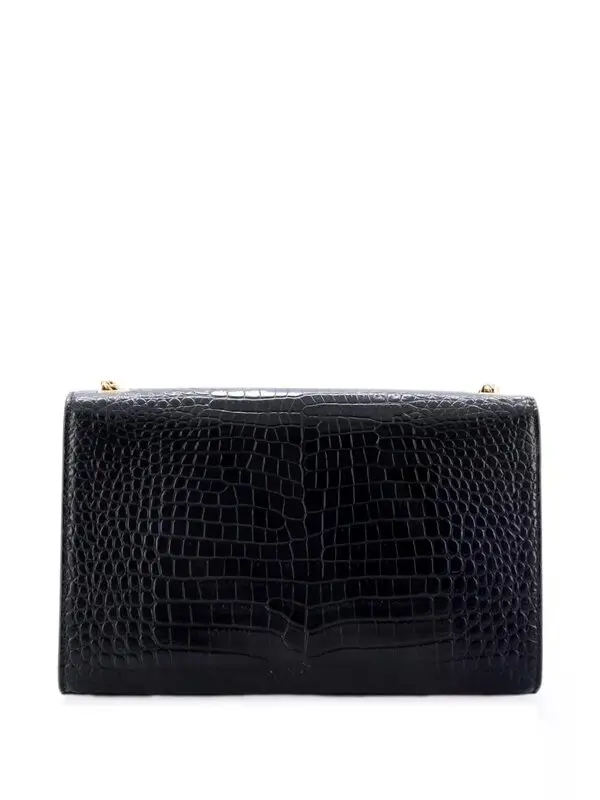 Saint Laurent Classic Monogram Tassel Crocodile Embossed Leather Medium Crossbody Bag