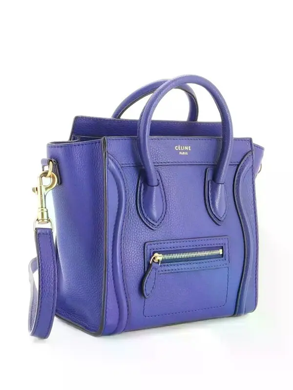 Celine Luggage Bag Grainy Leather Nano Crossbody Bag - Blue
