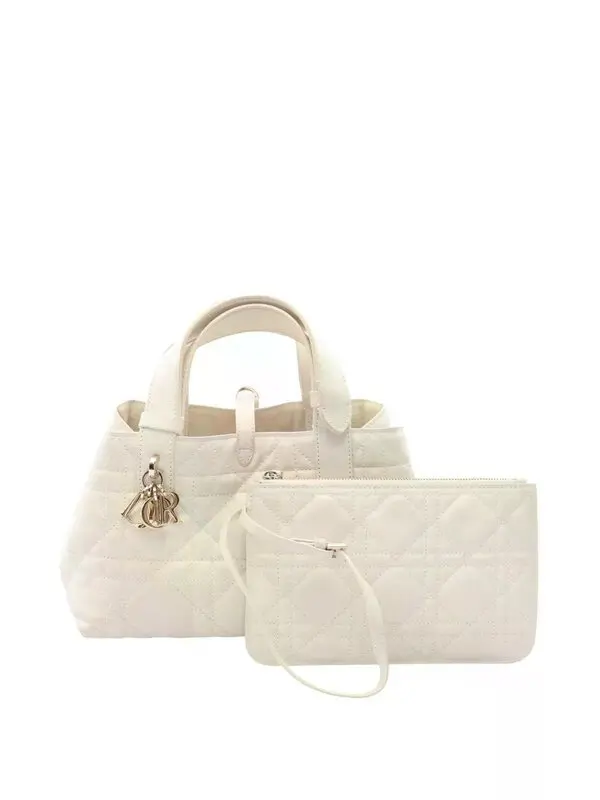 Dior 2010-2026 Small Calfskin Macrocannage Toujours Handbag - White