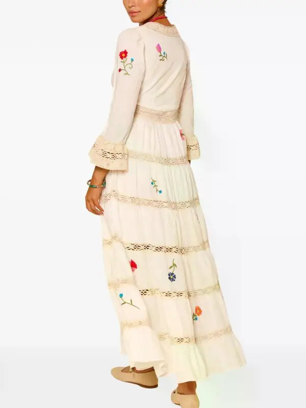 Rixo Regine Floral-embroidered Tiered Dress
