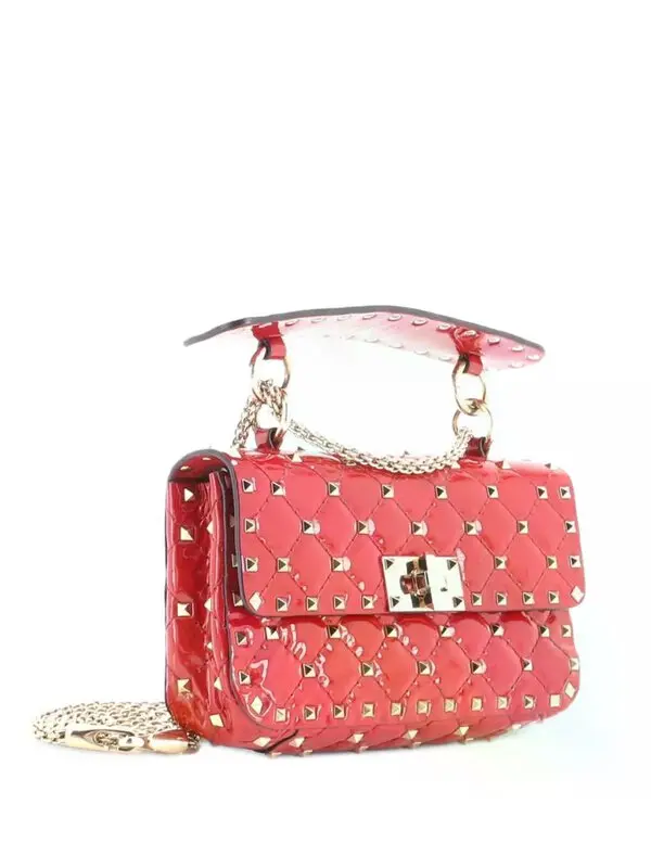Valentino Garavani Rockstud Spike Flap Bag Quilted Patent Small Shoulder Bag