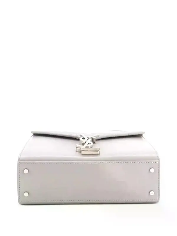 Saint Laurent Cassandra Top Handle Bag Leather Mini Shoulder Bag - Grey