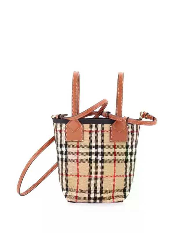 Burberry London Vintage Check Canvas Mini Bucket Bag