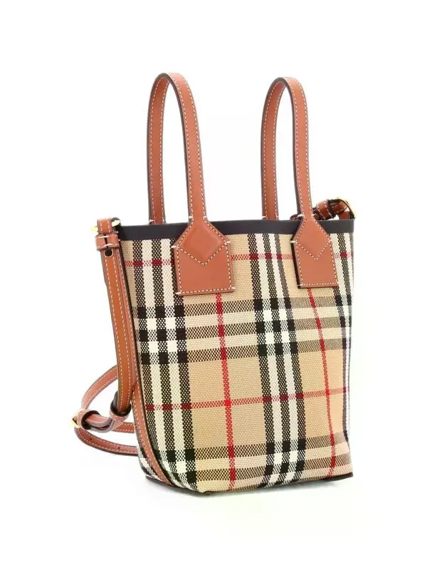 Burberry London Vintage Check Canvas Mini Bucket Bag
