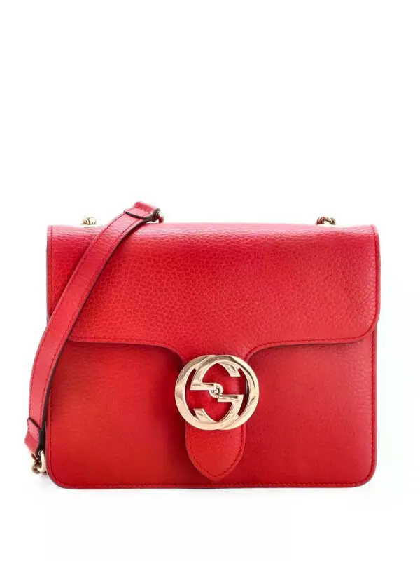 Gucci Interlocking Leather Small Shoulder Bag - Red