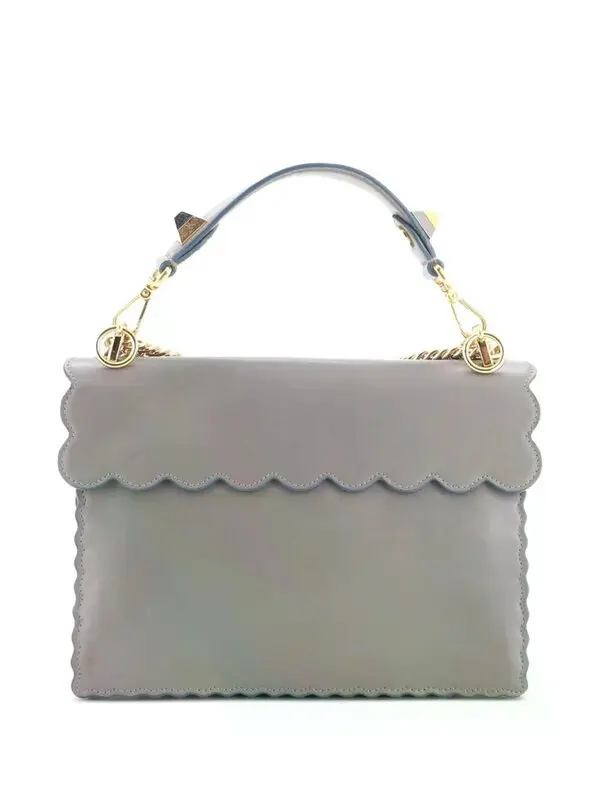 Fendi Kan I Bag Leather Medium Shoulder Bag - Grey
