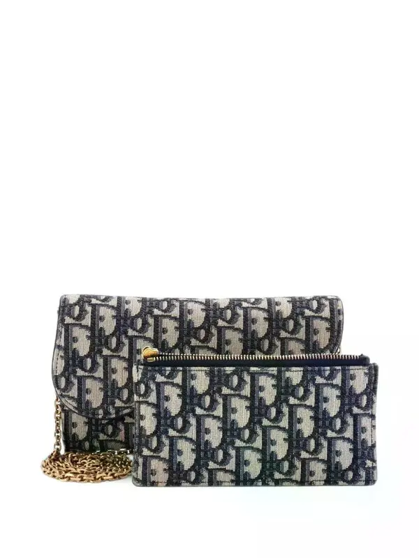 Dior Saddle Chain Wallet Oblique Canvas Crossbody Bag