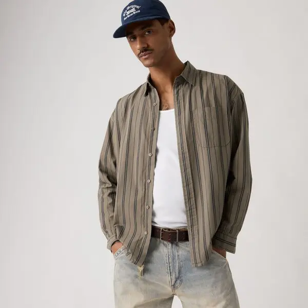 LEVI'S Loose Button Up Shirt - Brown