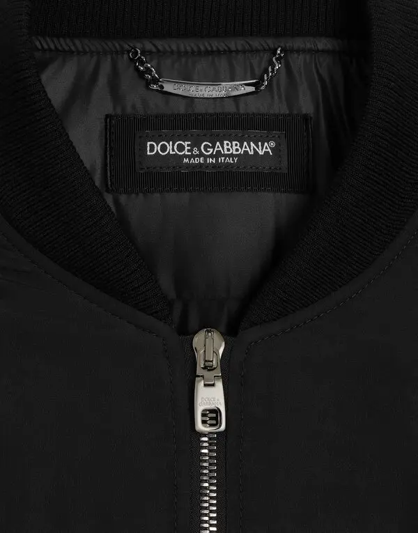 Dolce & Gabbana Padded Bomber Jacket In Canvas Coats And Jackets