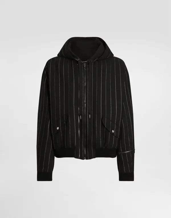 Dolce & Gabbana Padded Pinstripe Bomber Jacket Coats And Jackets - Multicolor