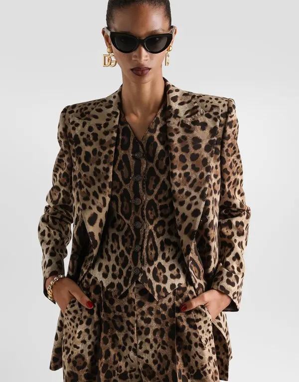 Dolce & Gabbana Turlington Leo- Wool Double-breasted Jacket Blazers Animal