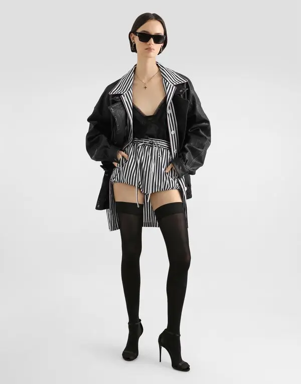 Dolce & Gabbana Striped Poplin Culottes Pants And Shorts
