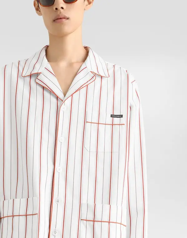 Dolce & Gabbana Striped Poplin Vanity Robe Shirts Multi-colored