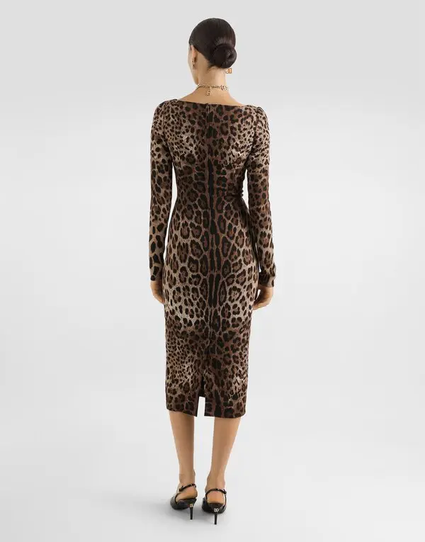 Dolce & Gabbana Leopard- Fitted Dress Dresses Animal Viscose