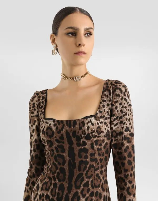 Dolce & Gabbana Leopard- Fitted Dress Dresses Animal Viscose
