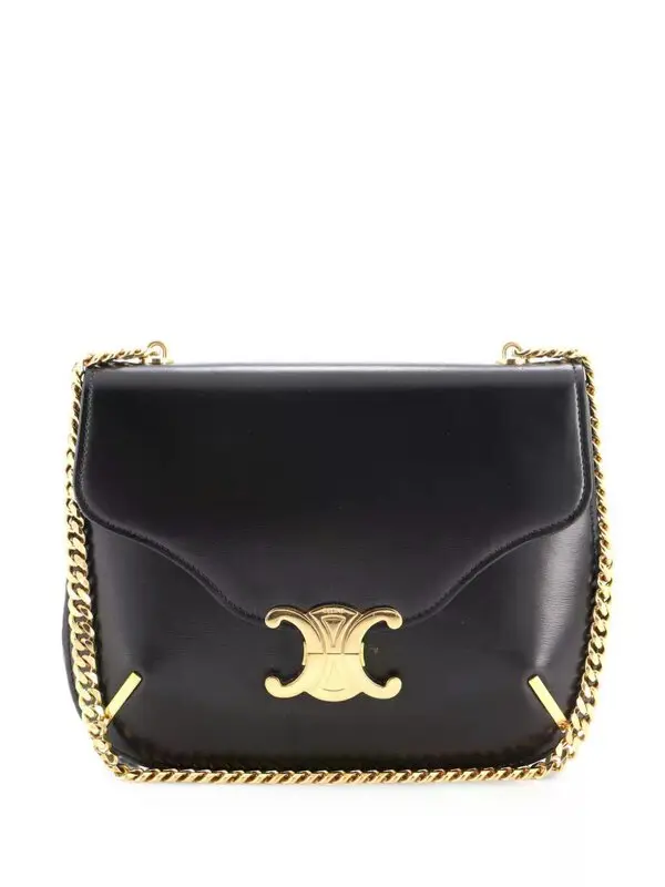 Celine Besace Triomphe Smooth Calfskin Small Shoulder Bag - Black