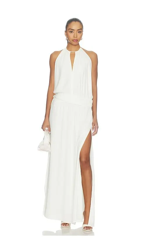 WITH HARPER LU Draped Backless Gown In . Also