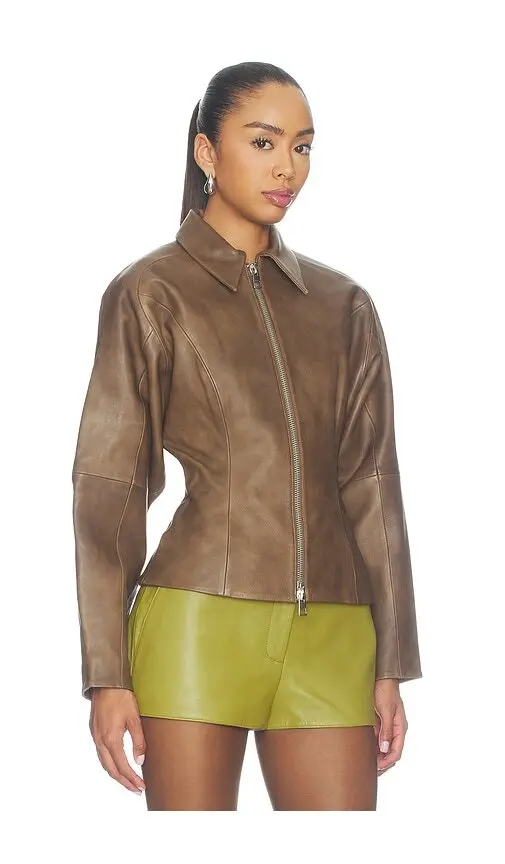 THE SEI Fitted Leather Jacket In . Also