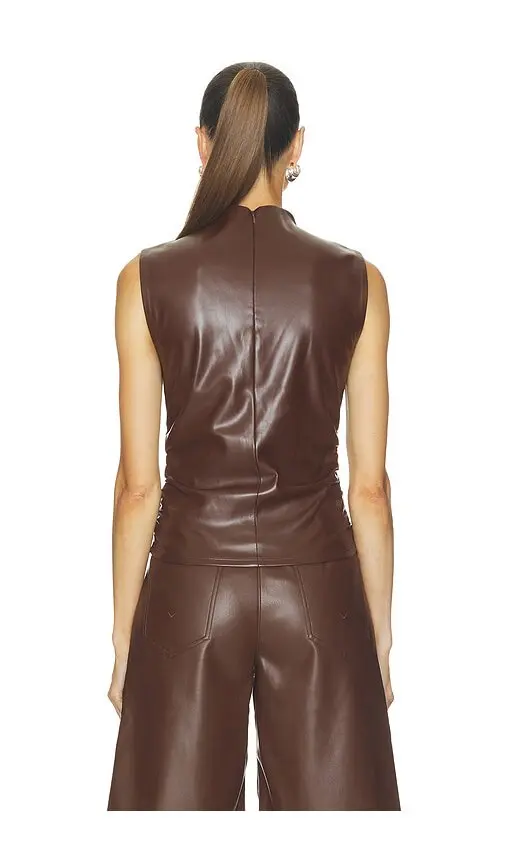 Hudson Jeans Faux Leather Ruched Top In . Also