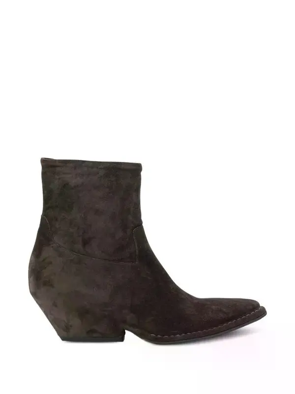 DEL CARLO Suede Pointed-toe Boots - Brown