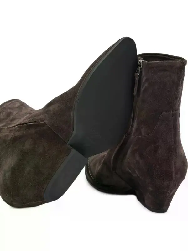DEL CARLO Suede Pointed-toe Boots - Brown