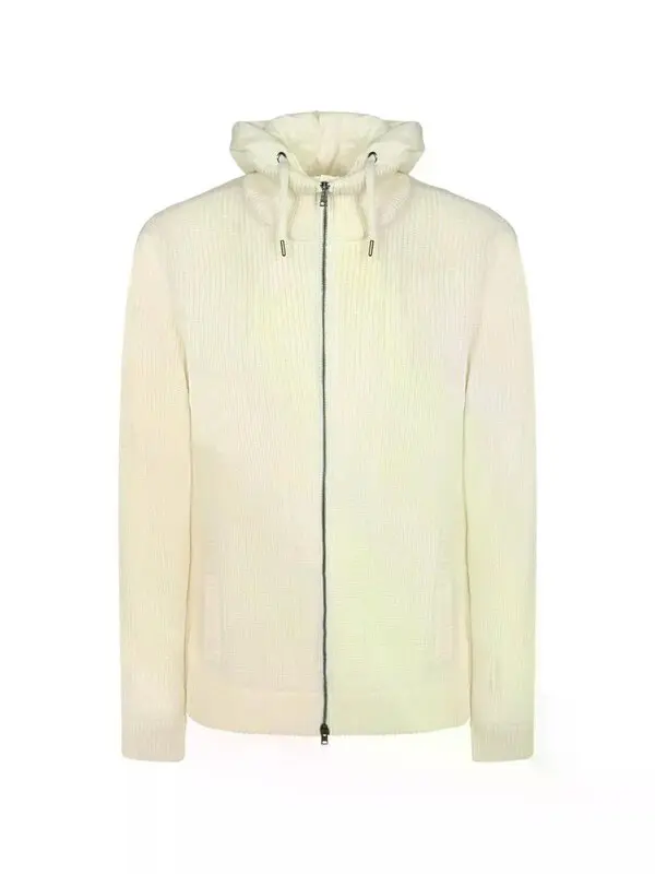 Herno Ribbed-knit Zip-up Hoodie